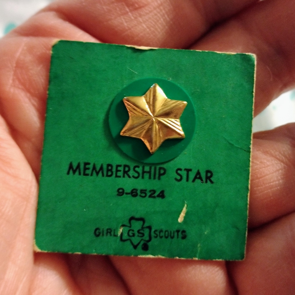 Vintage Girl Scout Membership Star Pin - Gem